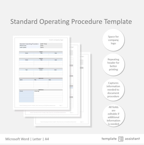 Standard Operating Procedure Template Excel