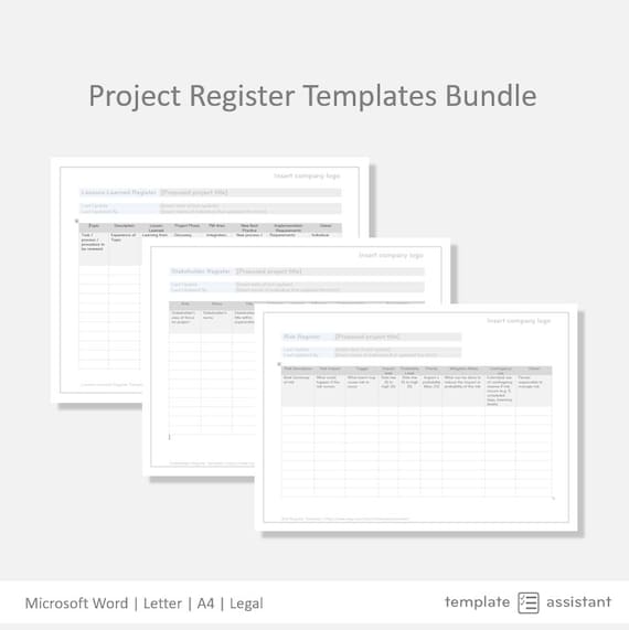 Project Register Bundle Project Management Template - Etsy