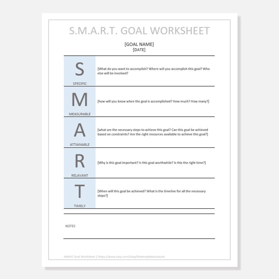 SMART Goal Worksheet | Goal Planning | Digital Download - Etsy