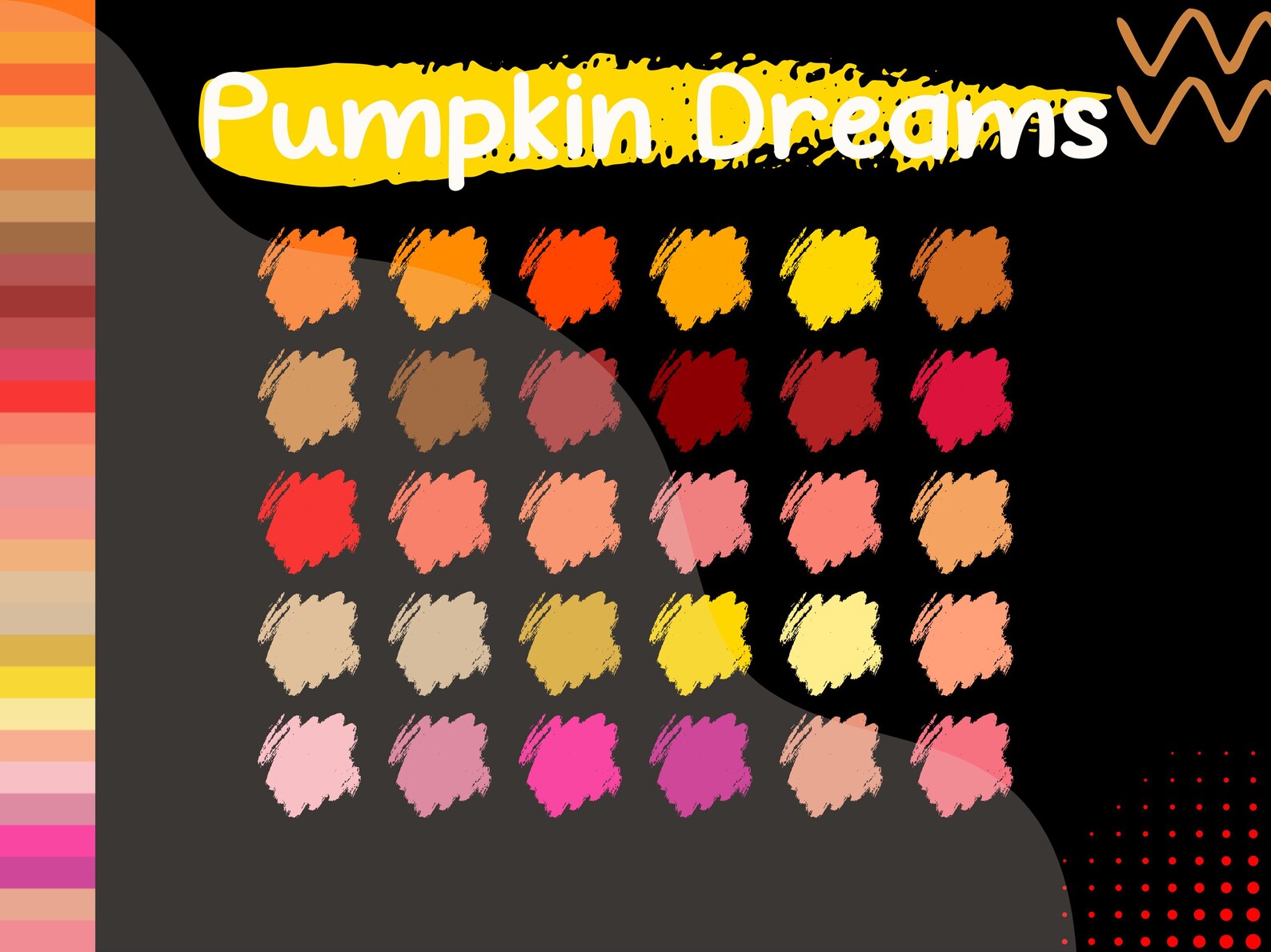 Pumpkin Dreams Procreate Color Palette Swatches, Color Palette HEX ...