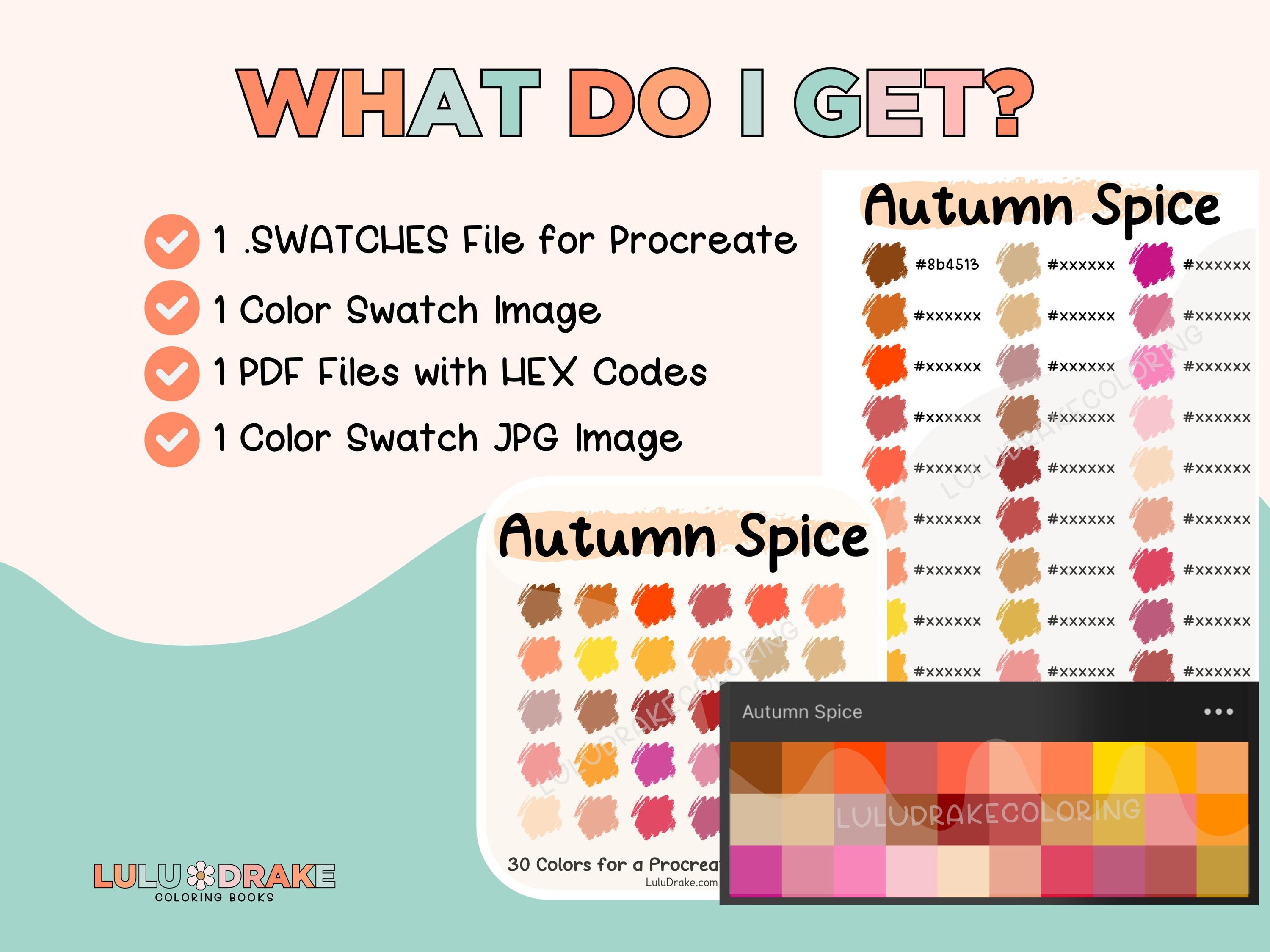 Autumn Spice Procreate Color Palette Swatches, Color Palette HEX Codes ...