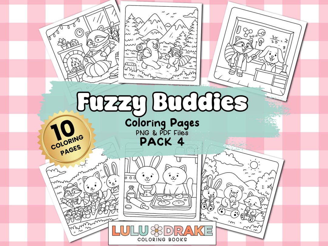 Fuzzy Buddies Cute & Cozy Coloring Book, 10 Pages Part 4, Super ...