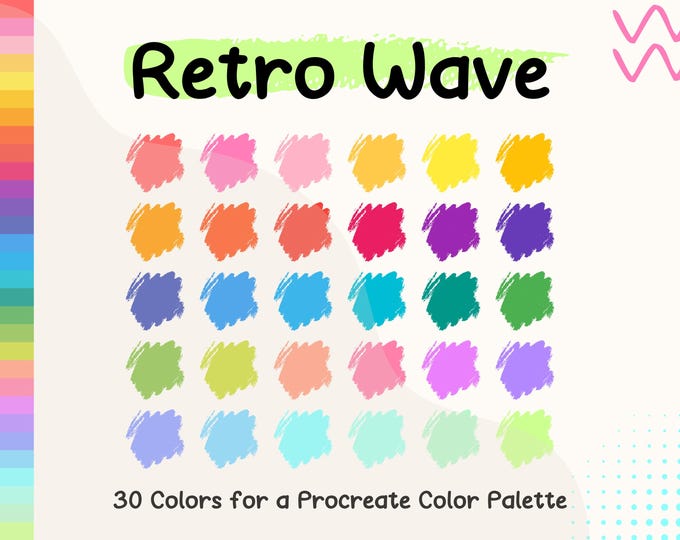 Retro Wave Procreate Color Palette Swatches, Color Palette HEX Codes ...