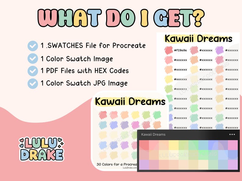 Kawaii Dreams Procreate Color Palette Swatches, Color Palette HEX Codes ...