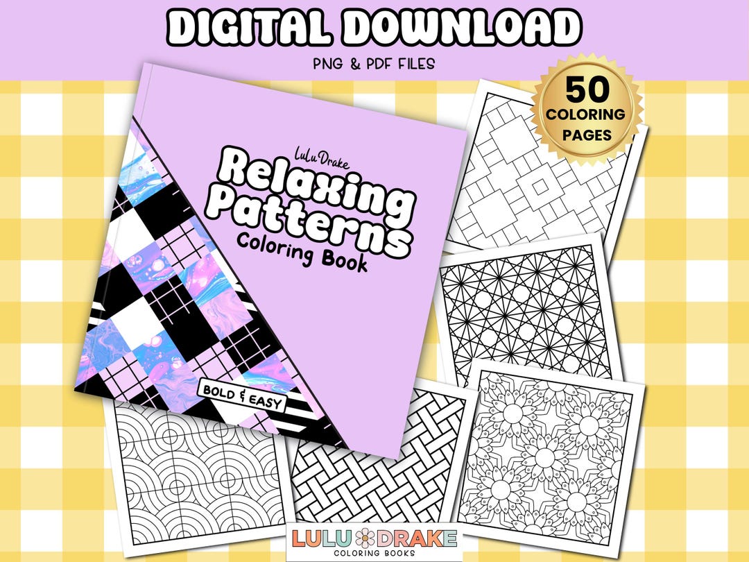 Relaxing Patterns Bold and Easy Coloring Book for Adults, Kids ...