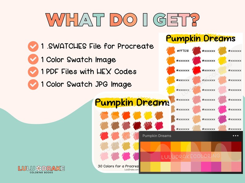 Pumpkin Dreams Procreate Color Palette Swatches, Color Palette HEX ...