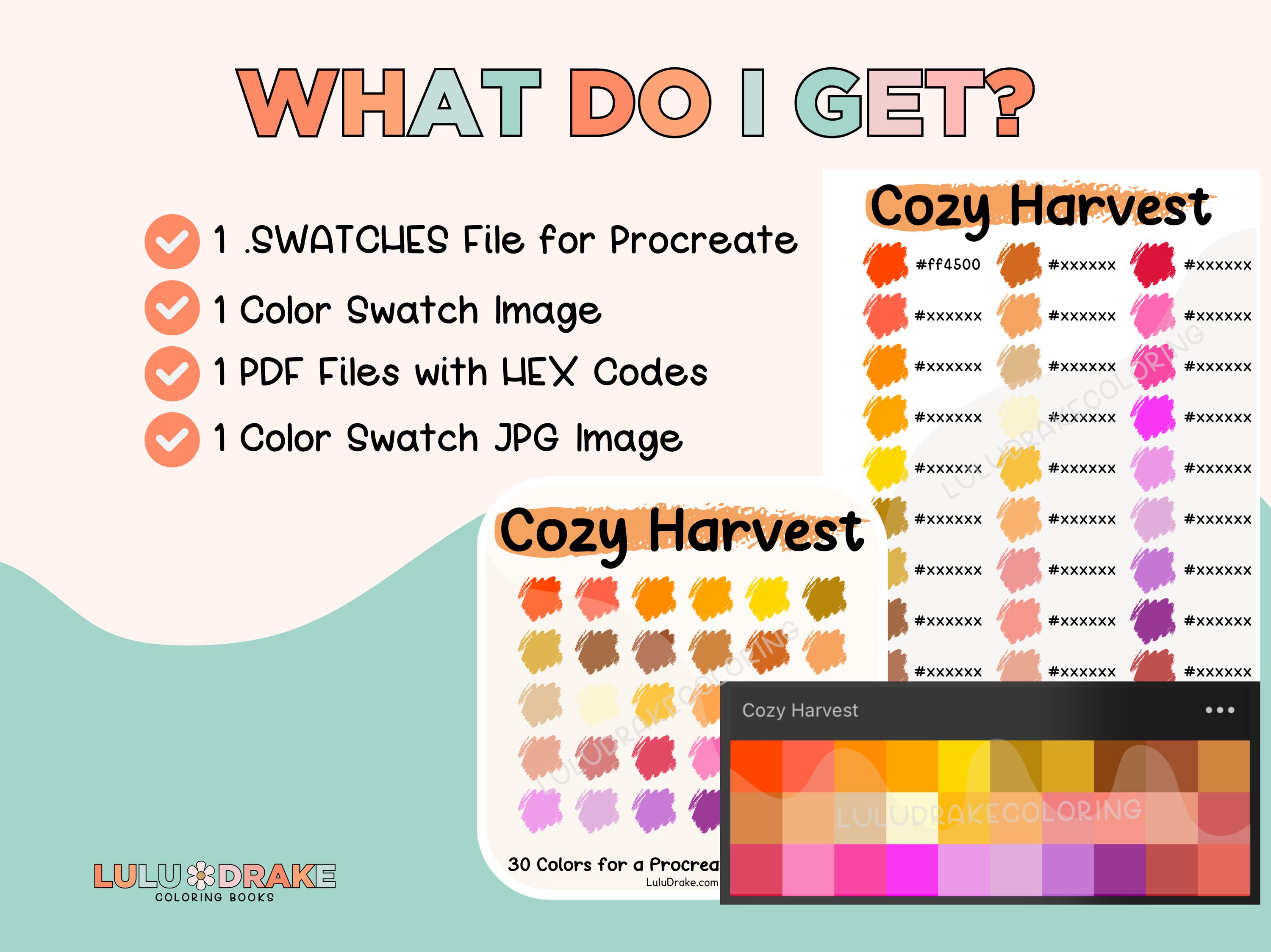 Cozy Harvest Procreate Color Palette Swatches, Color Palette HEX Codes ...