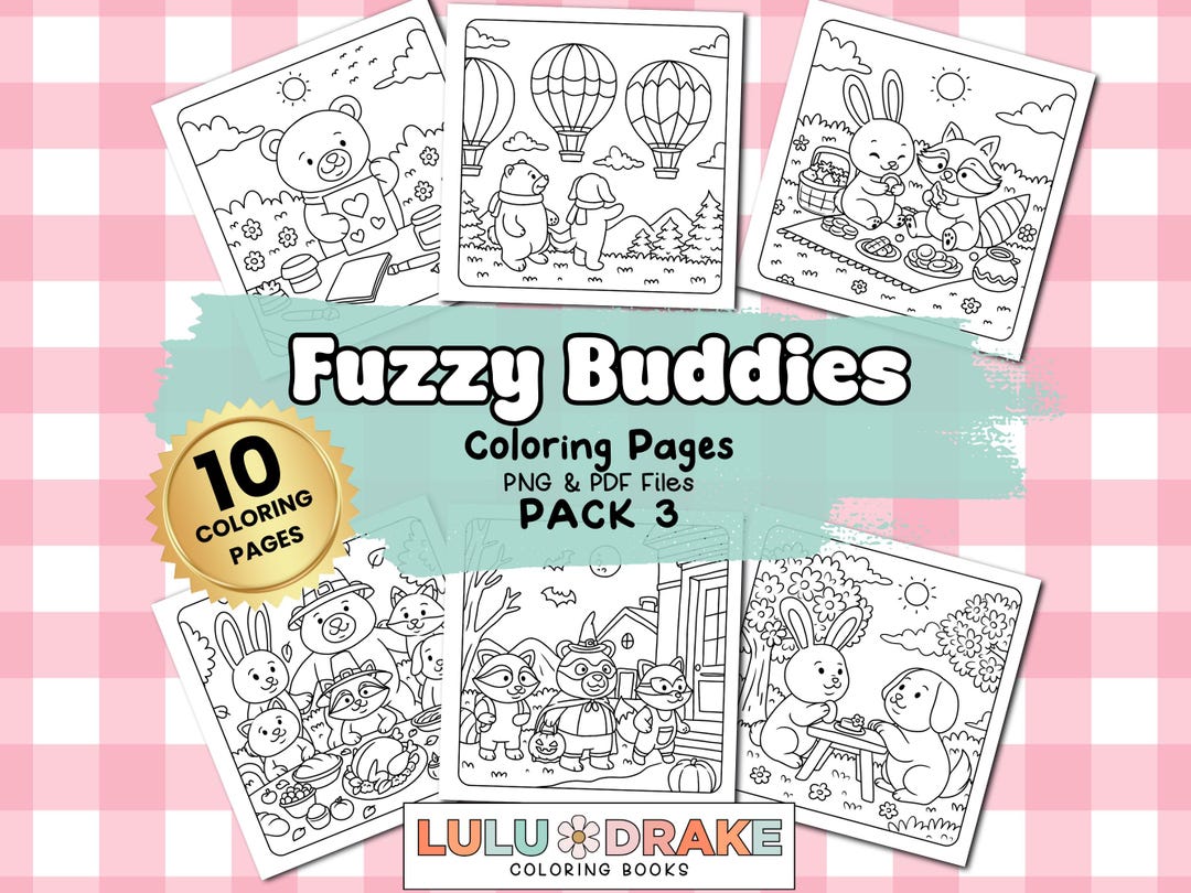 Fuzzy Buddies Cute & Cozy Coloring Book, 10 Pages Part 3, Super ...