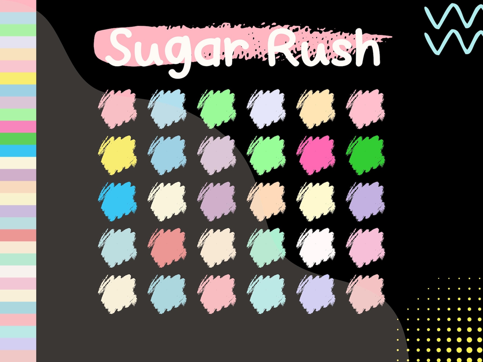 Sugar Rush Procreate Color Palette Swatches, Color Palette HEX Codes ...