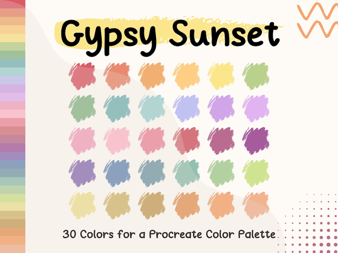 Gypsy Sunset Procreate Color Palette Swatches, Color Palette HEX Codes ...