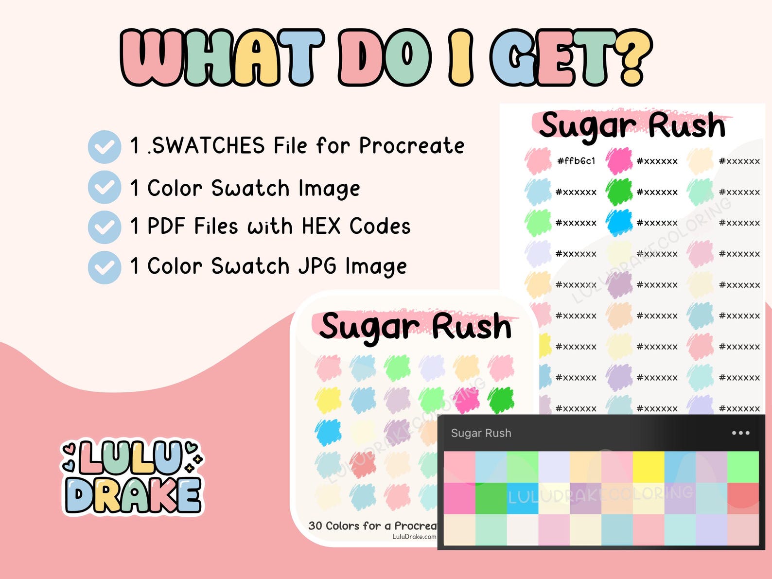 Sugar Rush Procreate Color Palette Swatches, Color Palette HEX Codes ...
