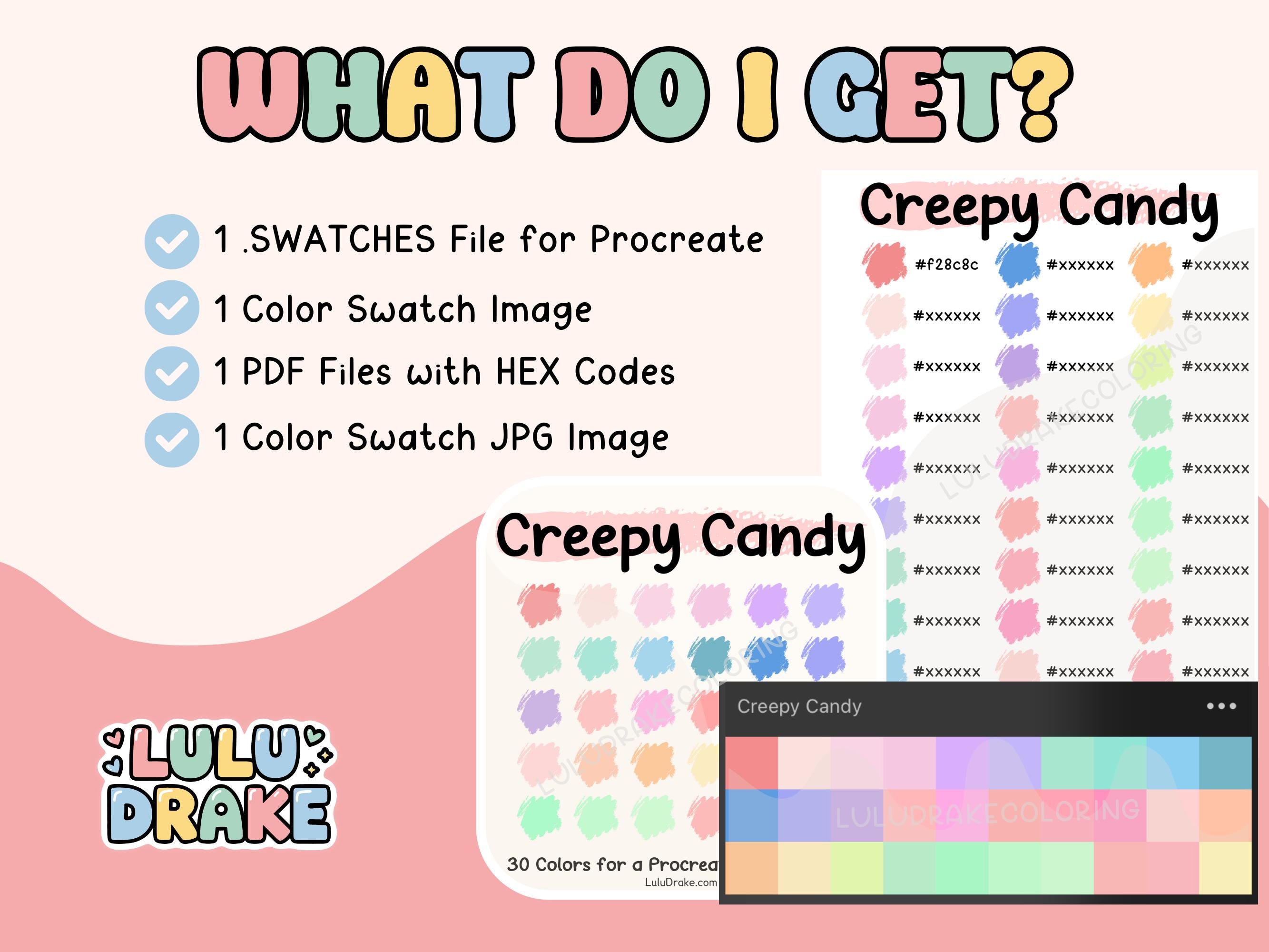 Creppy Candy Procreate Color Palette Swatches, Color Palette HEX Codes ...