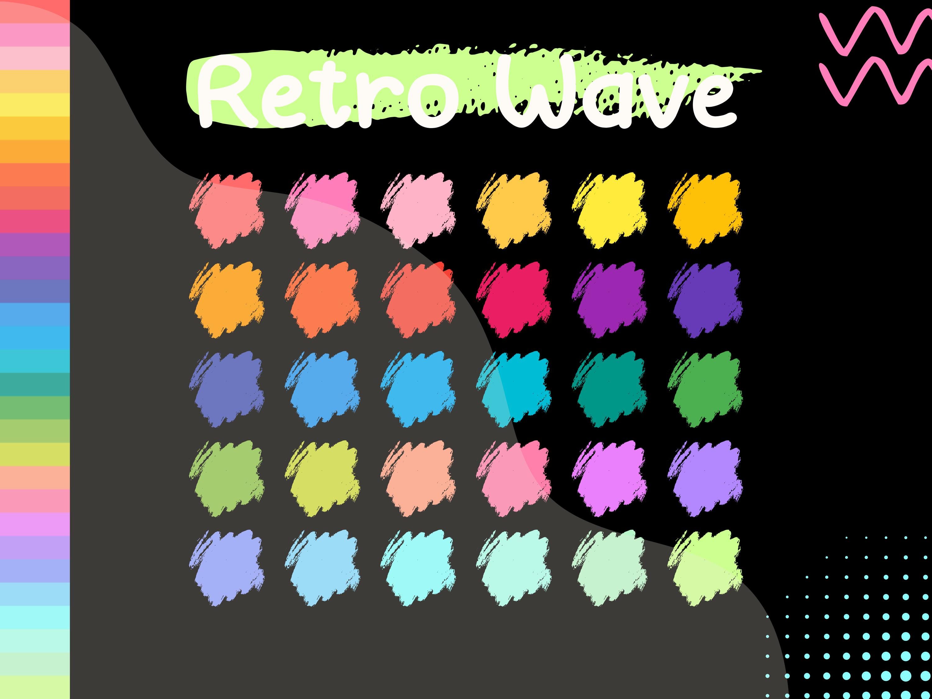 Retro Wave Procreate Color Palette Swatches, Color Palette HEX Codes ...