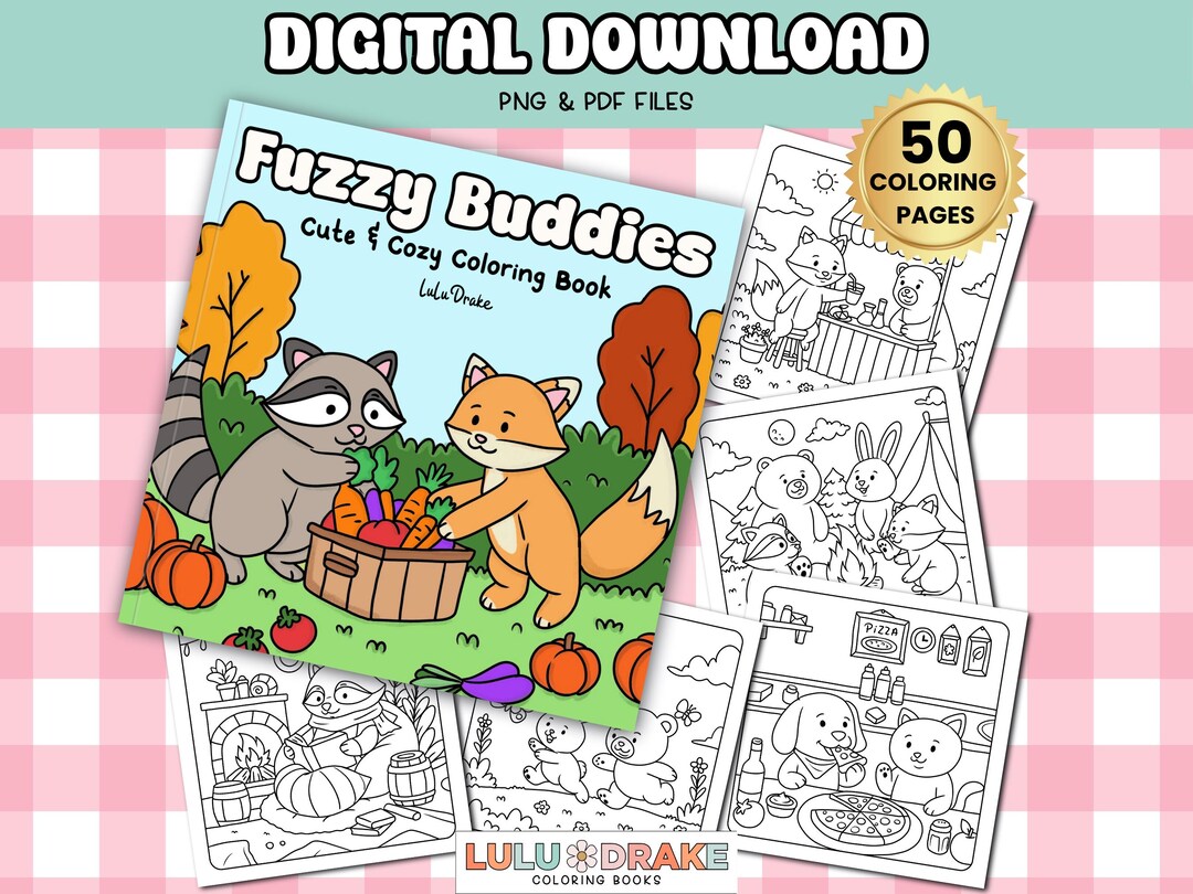 Fuzzy Buddies Cute & Cozy Coloring Book, 50 Pages, Super Adorable ...