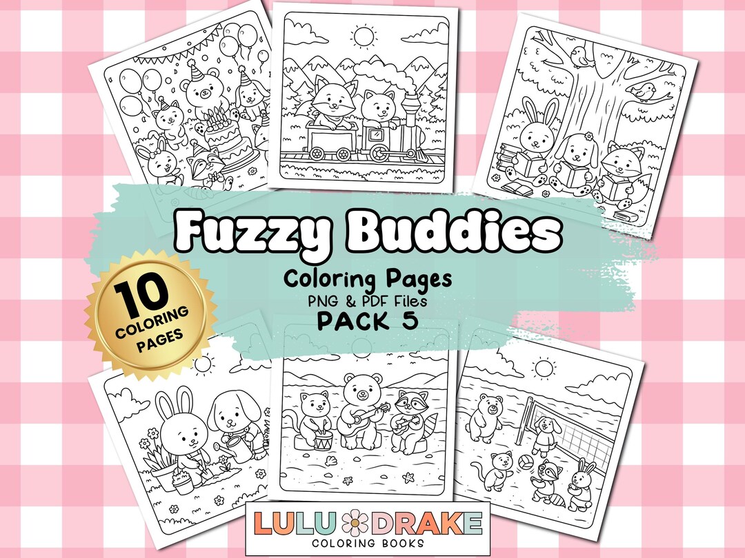 Fuzzy Buddies Cute & Cozy Coloring Book, 10 Pages Part 5, Super ...