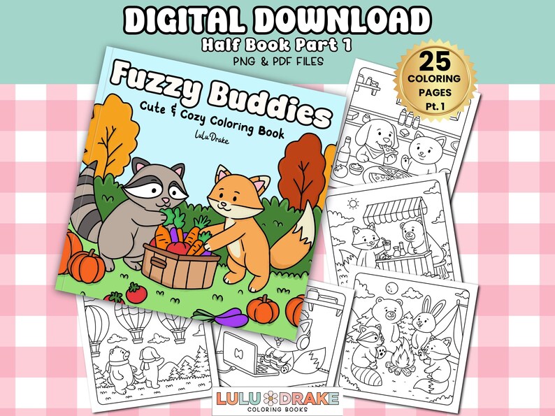Fuzzy Buddies Cute & Cozy Coloring Book, 25 Pages Part 1, Super ...