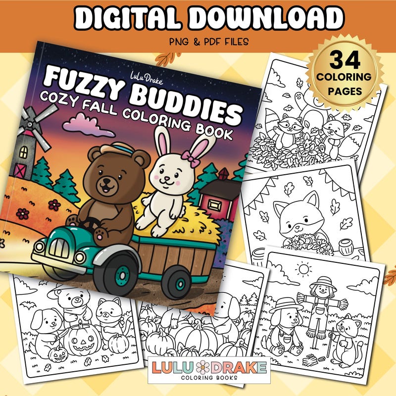 Fuzzy Hygge Coloring Book - Etsy