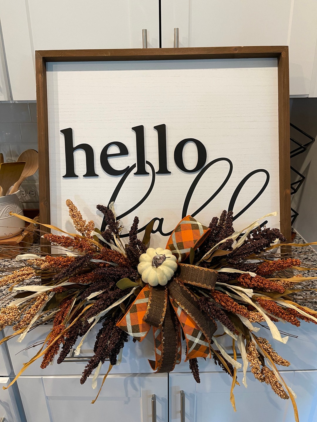 Fall Mantle Decor, Hello Fall Wall Sign, Fall Home Decor, Modern ...
