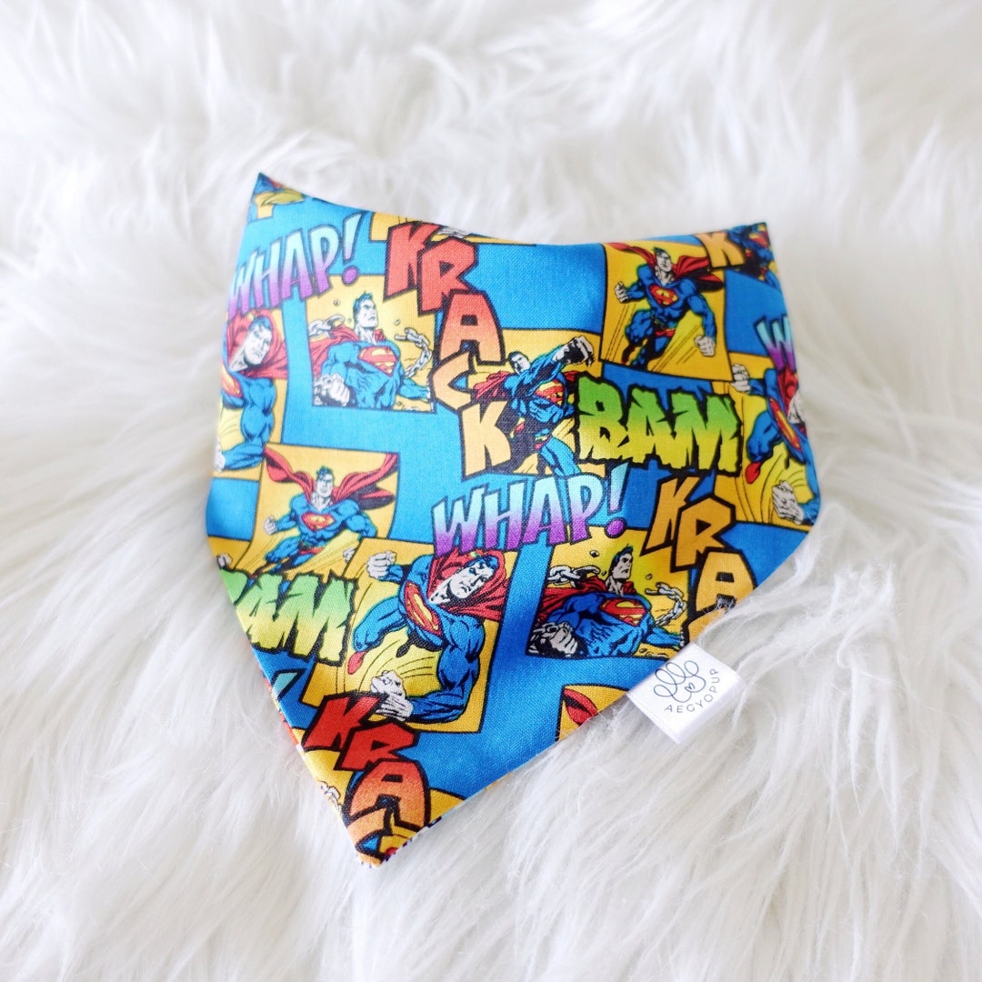 Superhero Bandana, Reversible, Tie and Snap, Cute Dog Cat Bandana ...