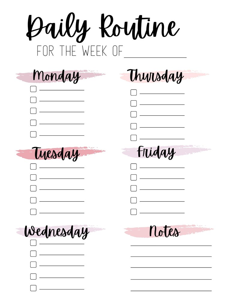 Daily Routine Checklist Printable PDF Digital Downlaod - Etsy