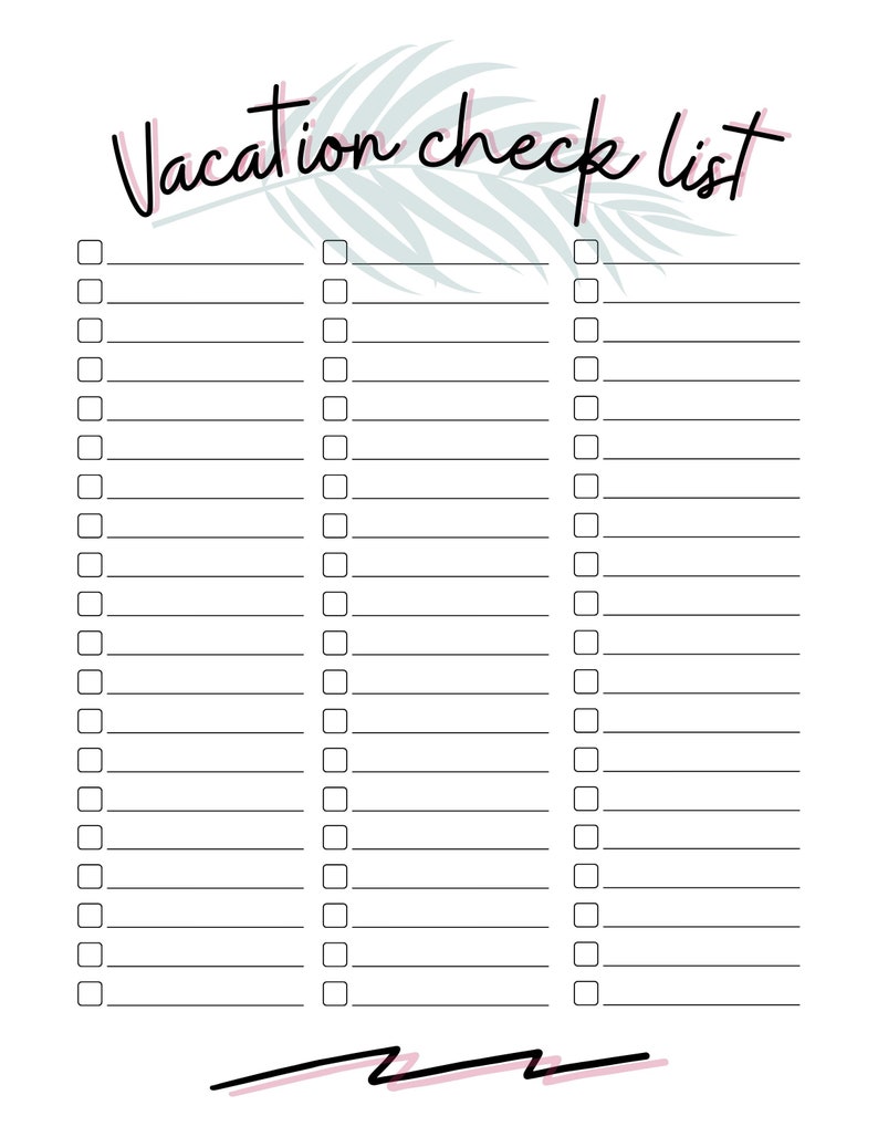 Vacation Holiday Checklist for Planning and Packing DIGITAL - Etsy