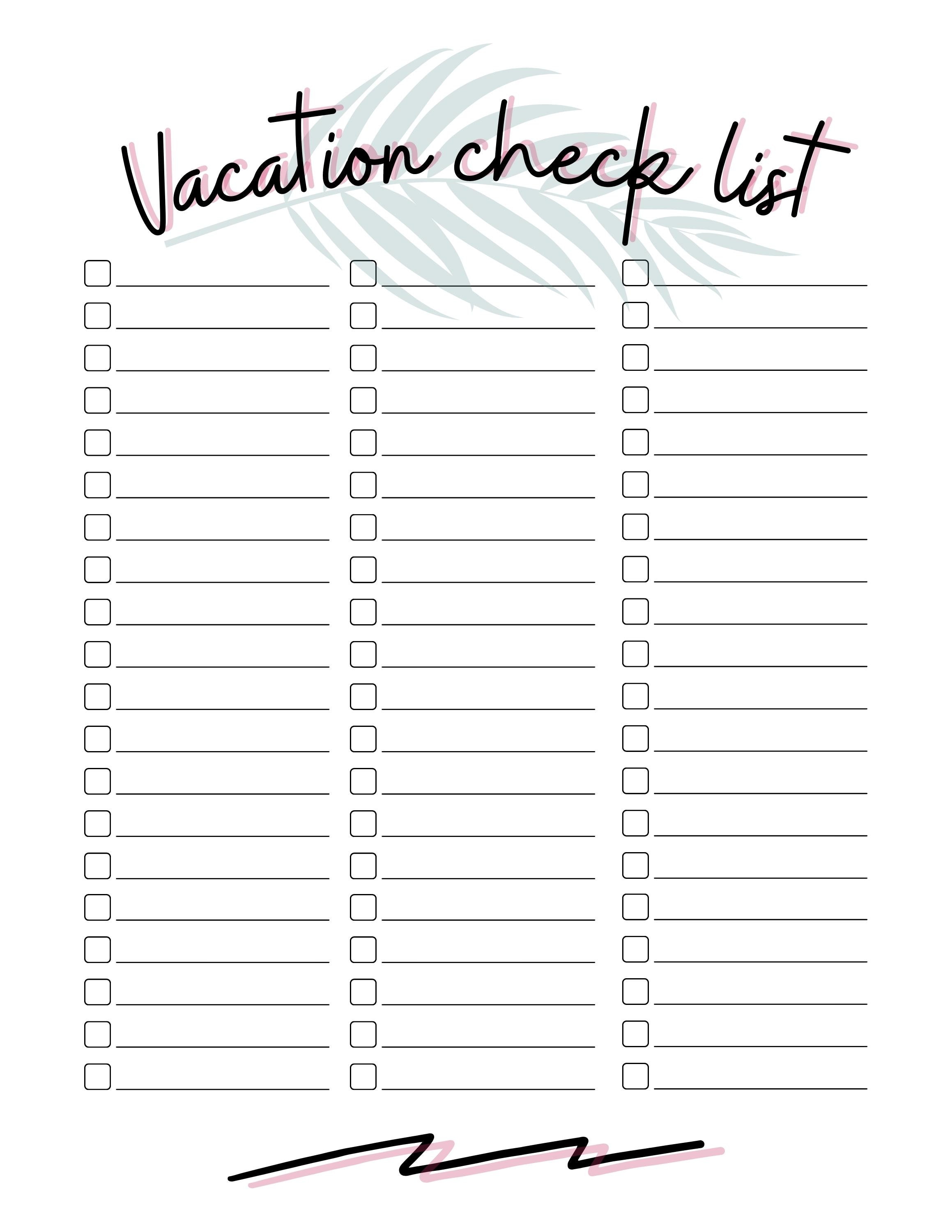 Vacation Holiday Checklist for Planning and Packing DIGITAL - Etsy