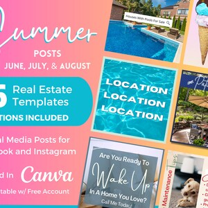 36 Realtor Summer (june, July, August) Themed Social Media WITH ...