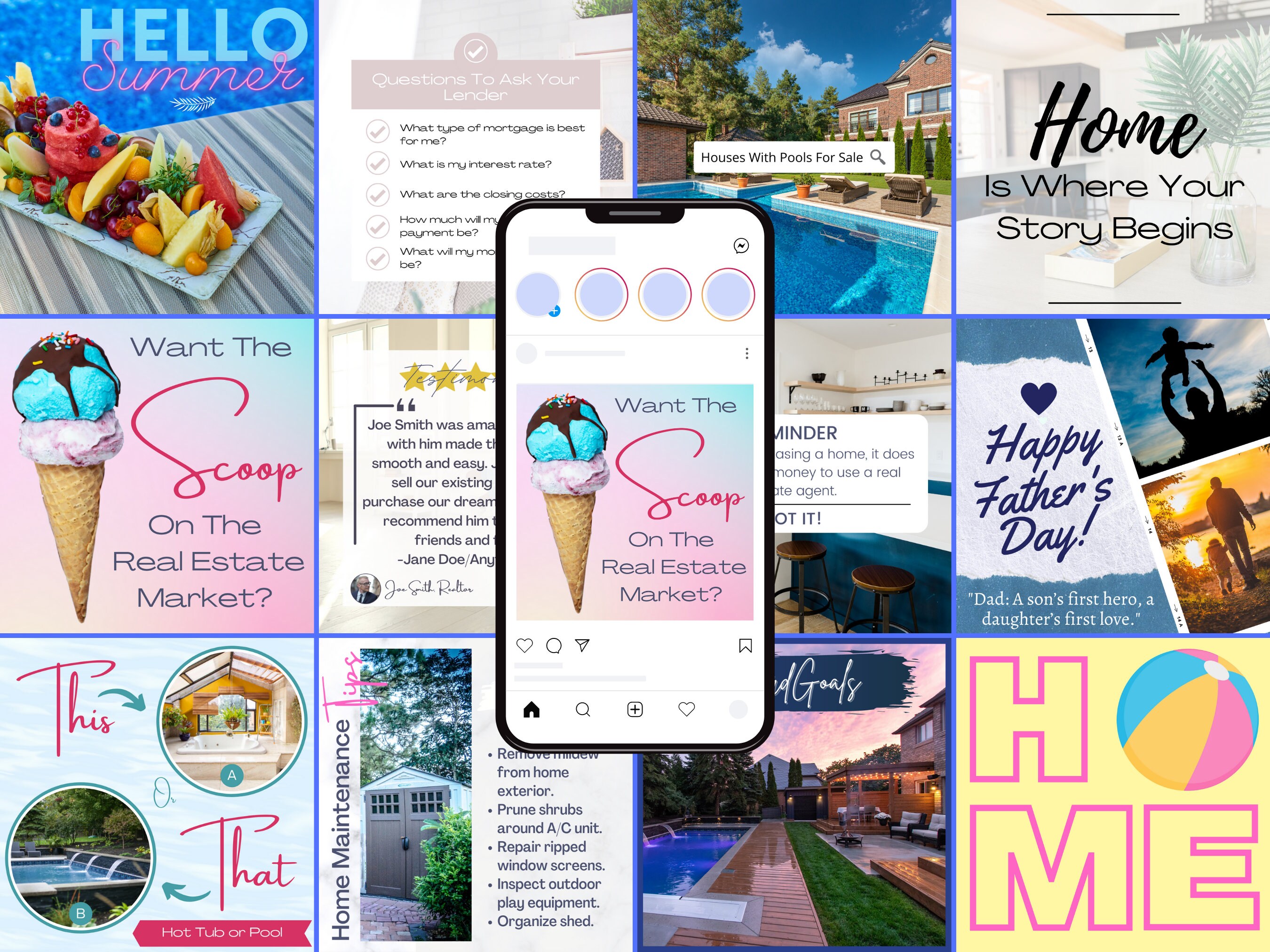 25 Realtor June Themed Social Media Templates | Real Estate Social ...