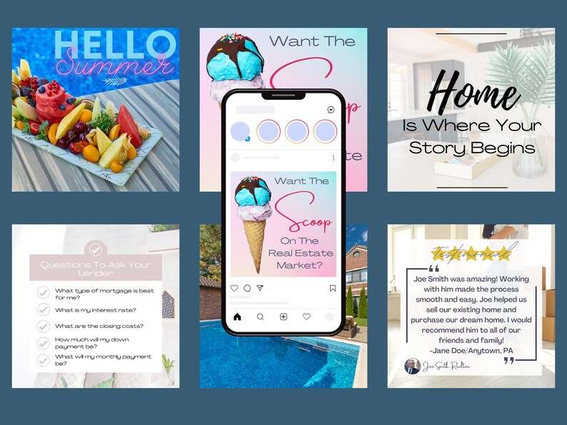 12 Realtor June Themed Social Media Templates| Real Estate Social Media ...