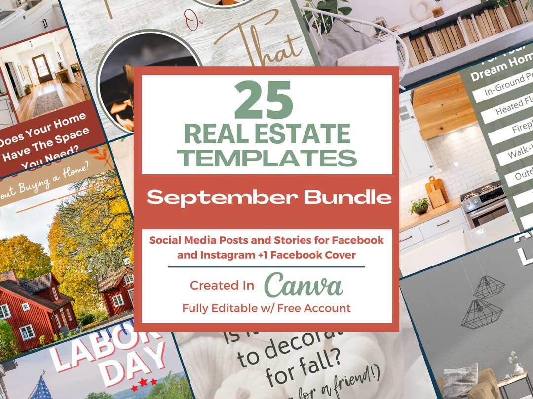 25 Realtor September Themed Social Media Templates | Real Estate Social ...