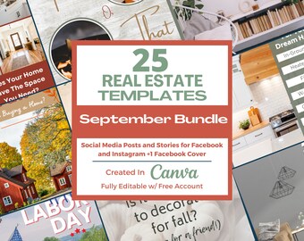 12 Realtor September Themed Social Media WITH CAPTIONS Templates | Real ...