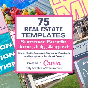 75 Realtor Summer (june, July, August) Themed Social Media Templates ...