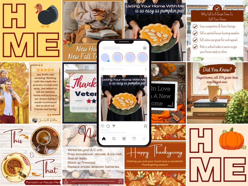 12 Realtor November Themed Social Media Templates WITH CAPTIONS | Real ...