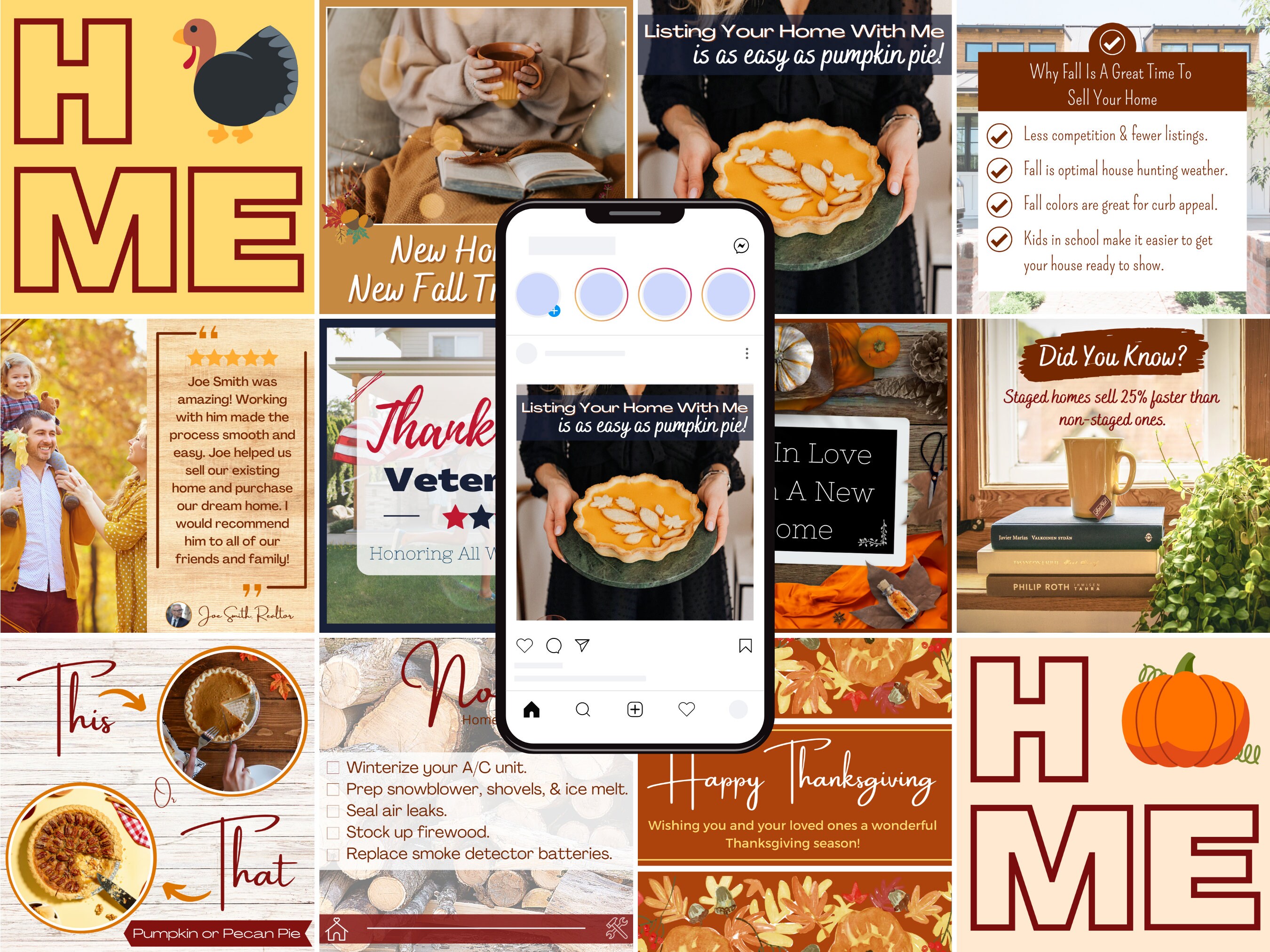 12 Realtor November Themed Social Media Templates WITH CAPTIONS | Real ...