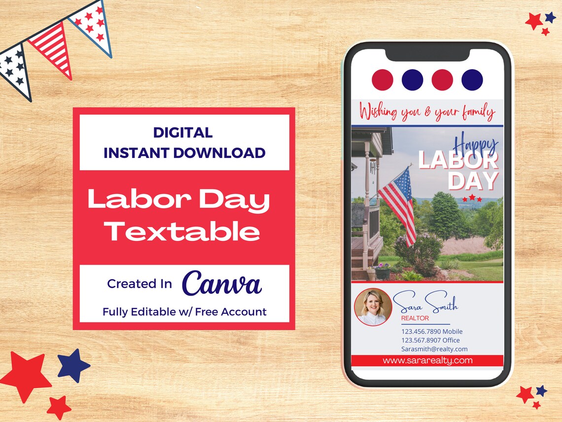 Realtor Labor Day Textable Card | Real Estate Marketing (digital ...