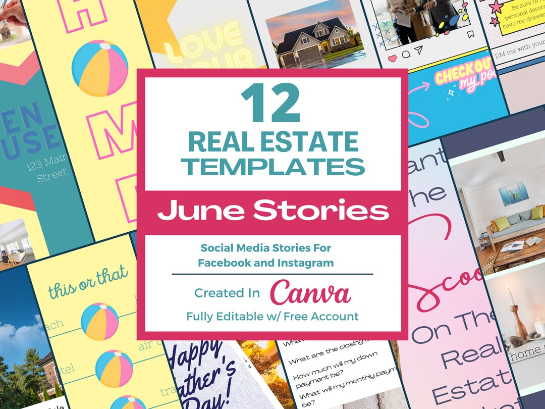 12 Realtor June Themed Social Media Story Templates| Real Estate Social ...