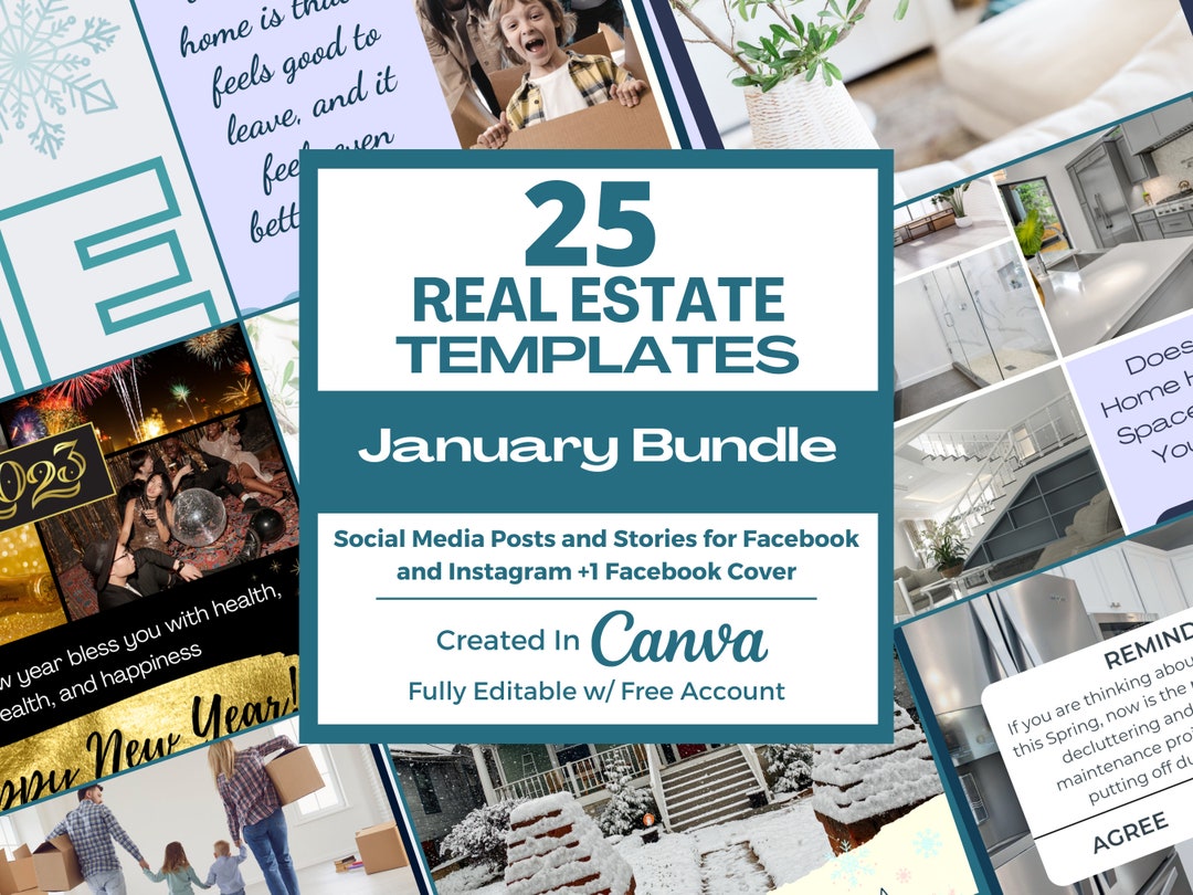 Realtor January Social Media Templates | Real Estate Marketing (canva ...