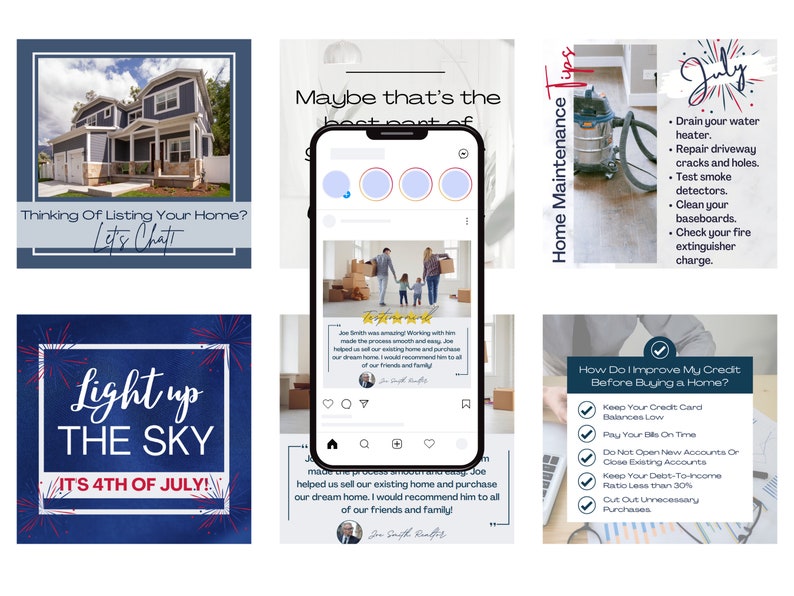 25 Realtor July Themed Social Media Templates Real Estate - Etsy