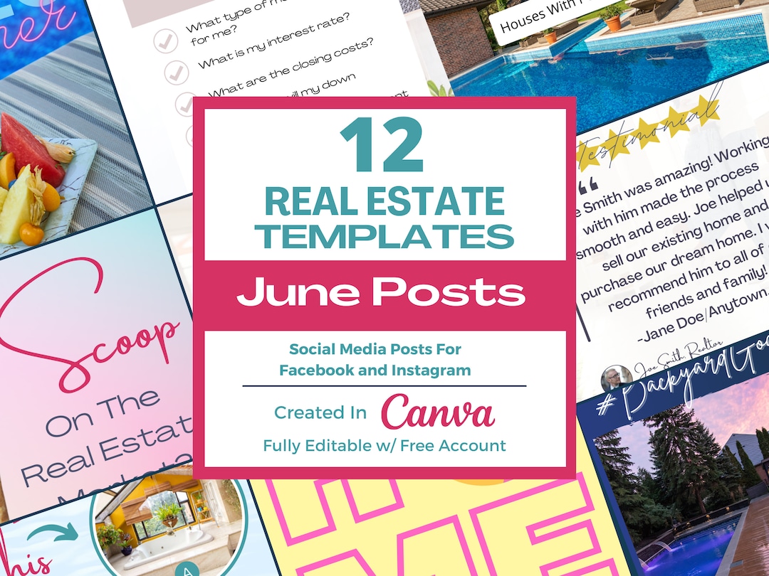 12 Realtor June Themed Social Media Templates| Real Estate Social Media ...