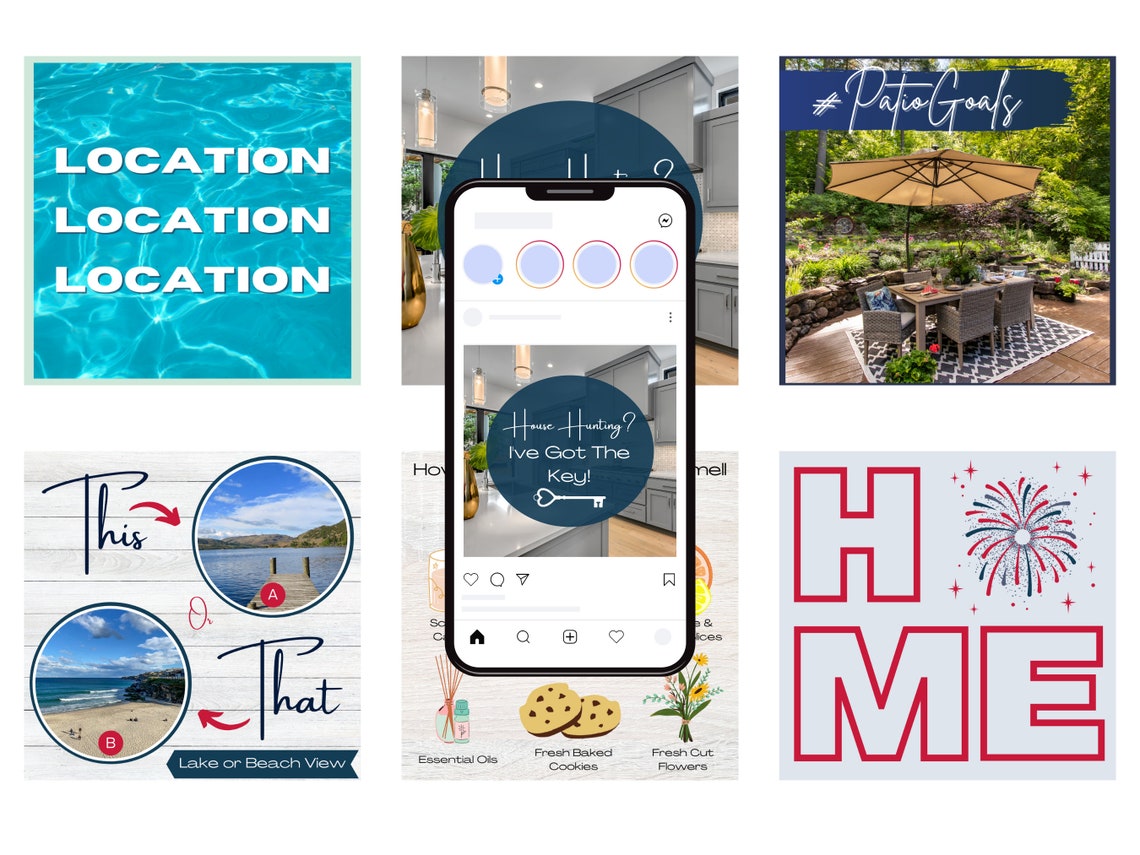 12 Realtor July Themed Social Media Templates WITH CAPTIONS - Etsy