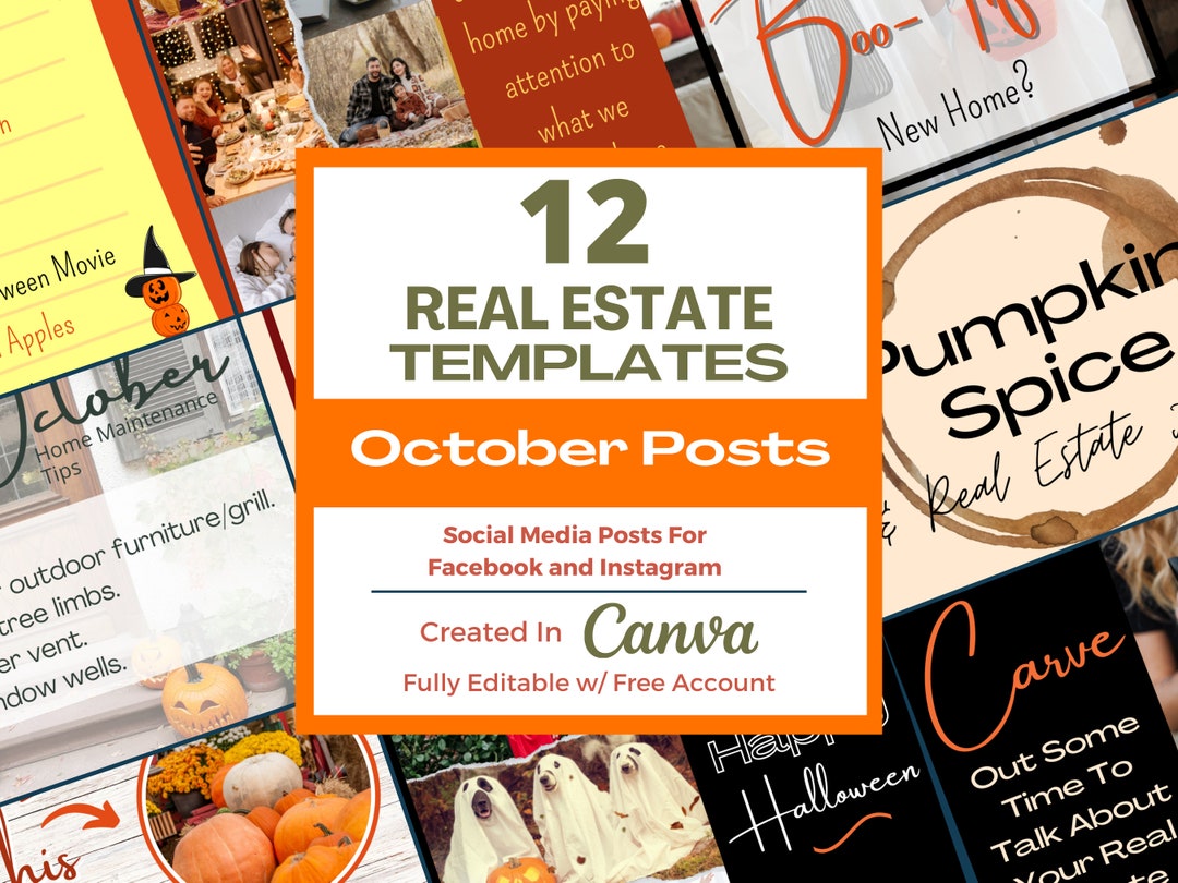 12 Realtor October Themed Social Media Templates | Real Estate Social ...