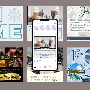 12 Realtor January Themed Social Media Templates WITH CAPTIONS Real ...