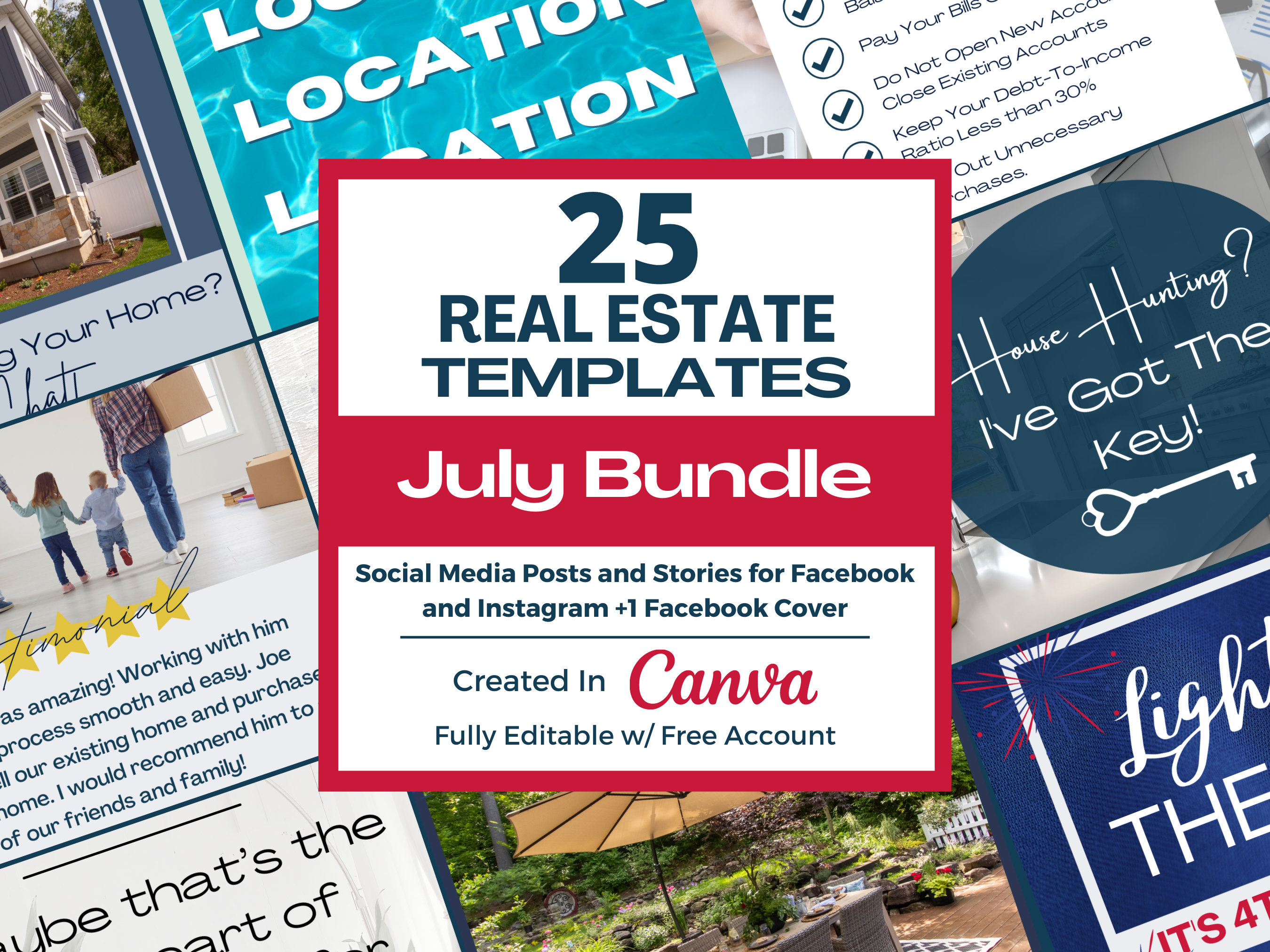 25 Realtor July Themed Social Media Templates | Real Estate Social ...
