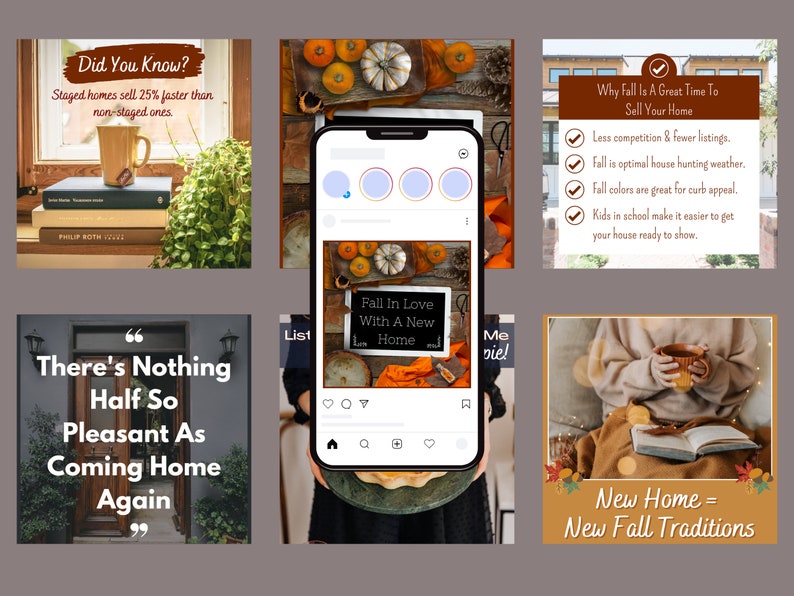 12 Realtor November Themed Social Media Templates WITH CAPTIONS | Real ...