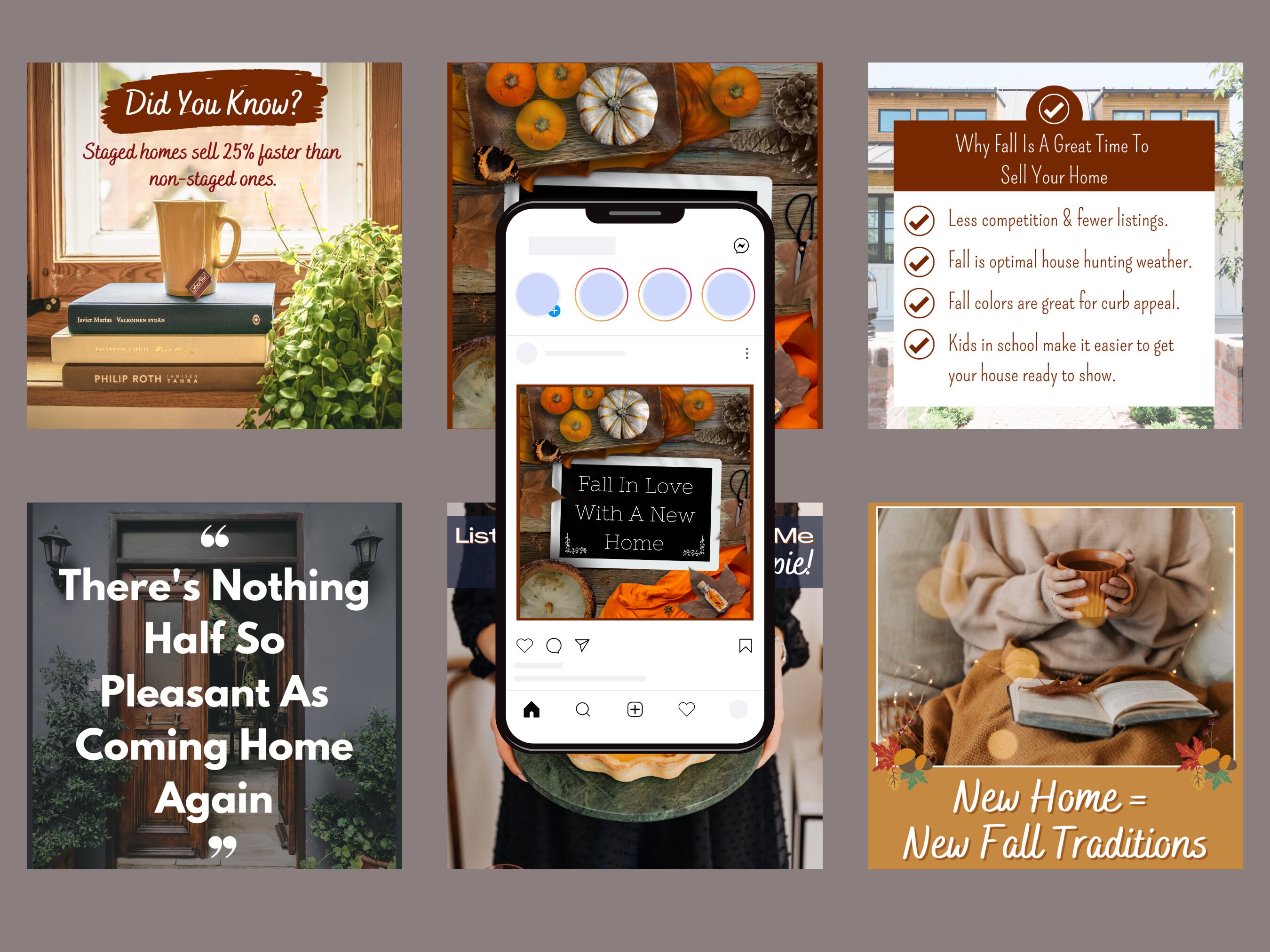 12 Realtor November Themed Social Media Templates WITH CAPTIONS | Real ...