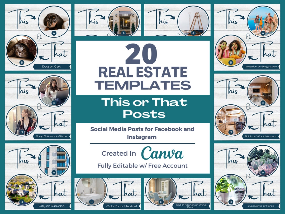 Realtor Social Media Templates | This or That Posts (canva Editable ...