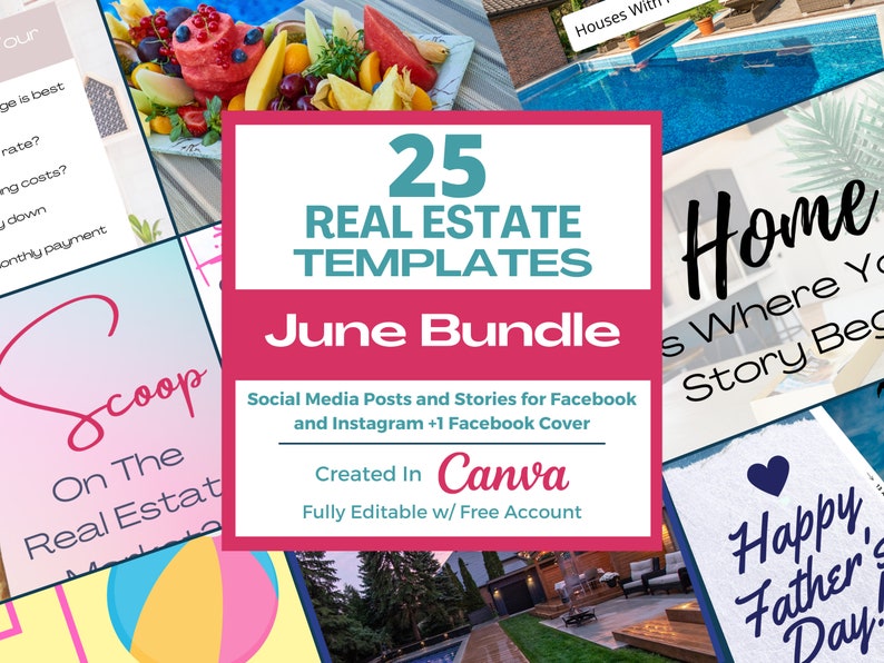 June Realtor Social Media Templates | 25 Canva Posts (digital Download ...