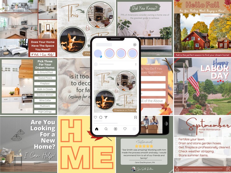 25 Realtor September Themed Social Media Templates | Real Estate Social ...