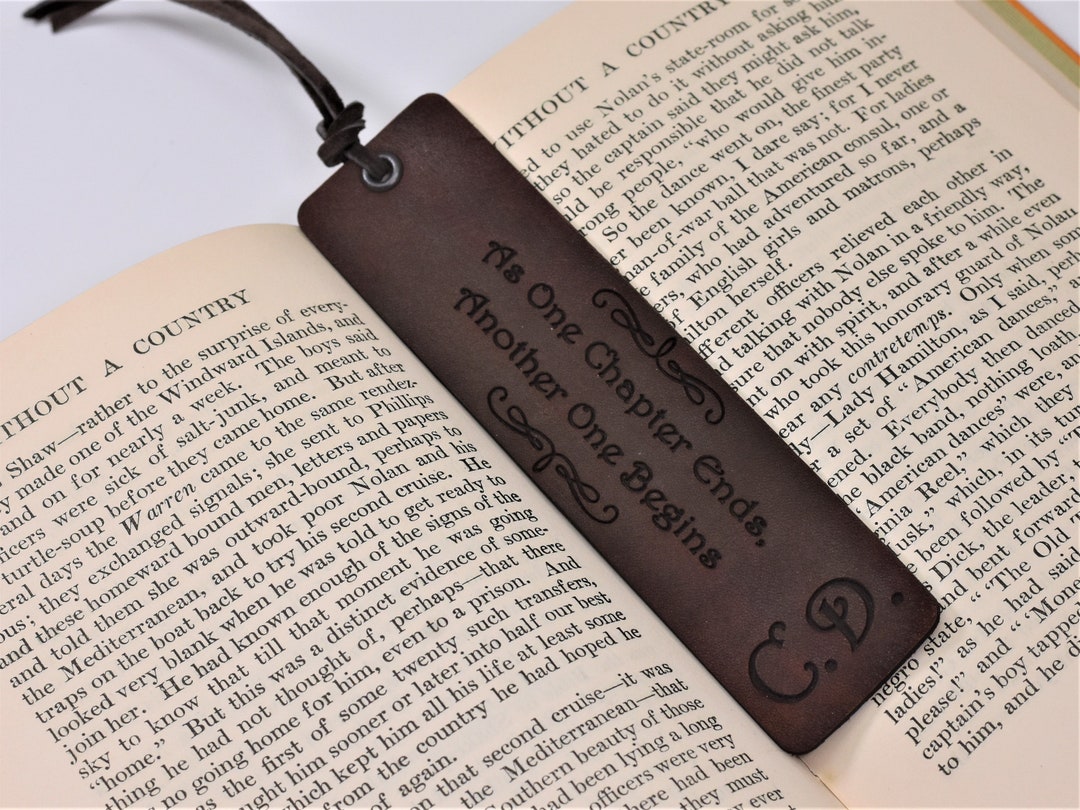 Custom Engraved Leather Bookmark With Personalized Message & Initials ...