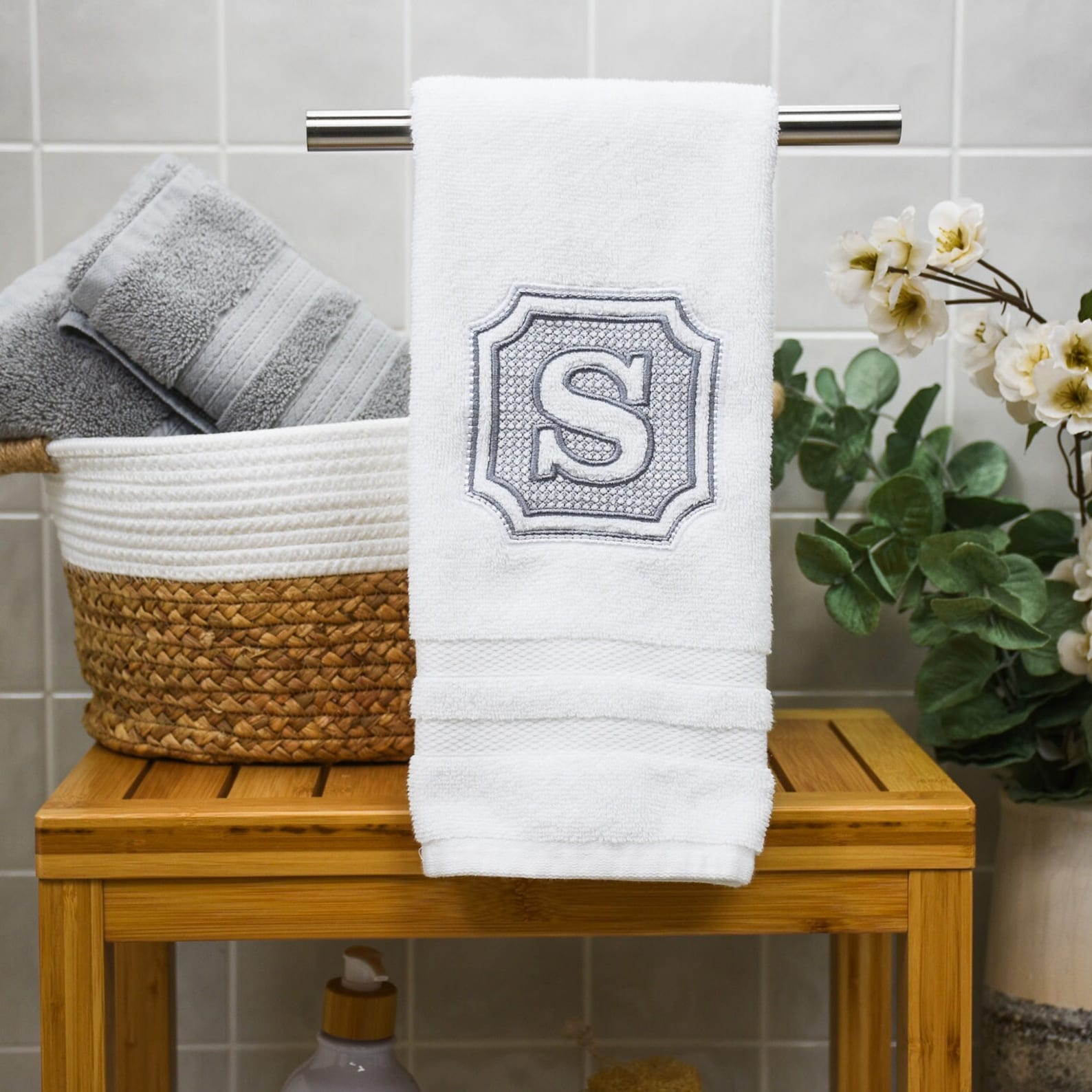 Preppy Square Monogrammed Towels - Custom Embroidery With Embossed ...